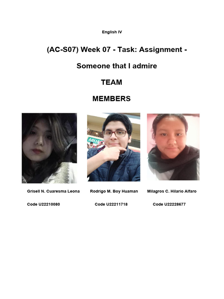 (AC-S07) Week 07 - Task Assignment - Someone That I Admire | PDF | Peru
