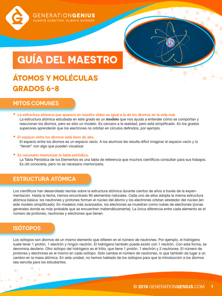 GG-Atoms-and-Molecules-TG-Spanish | PDF | Átomos | Isótopo