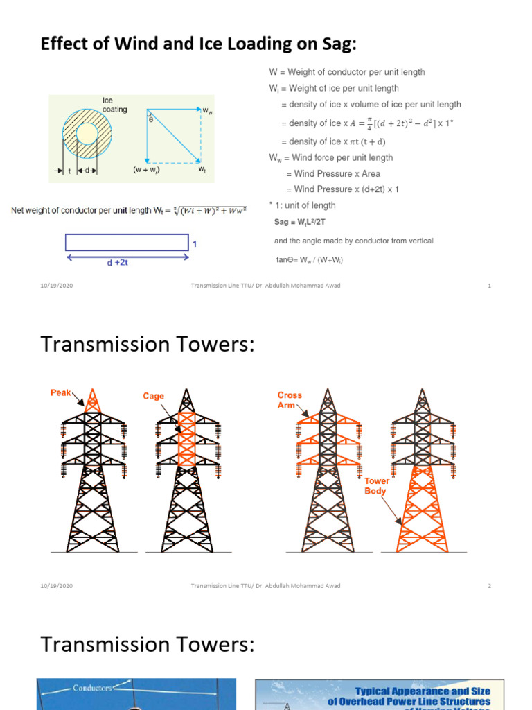 ch1 Lecture 3 Sag in Overhead Transmission Line and Its Calculation | PDF | Electric Power ...