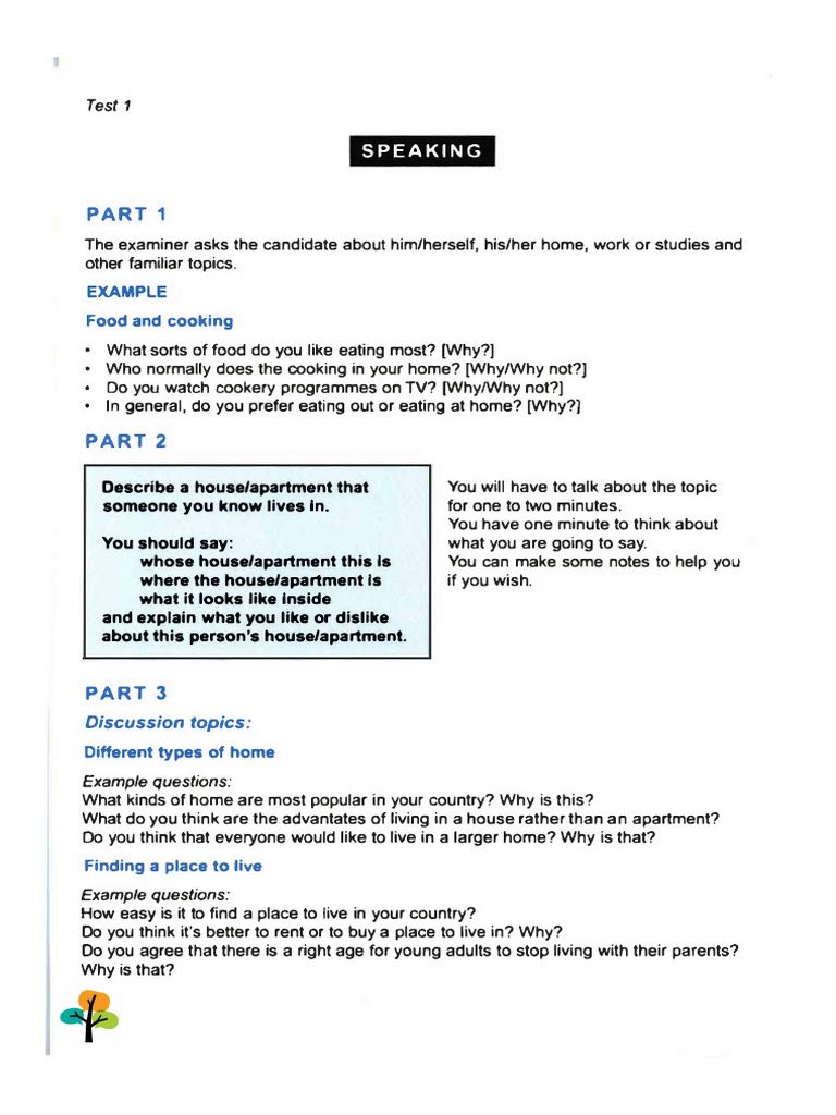 Placement Test (Speaking) IELTS 11 Test 1 | PDF