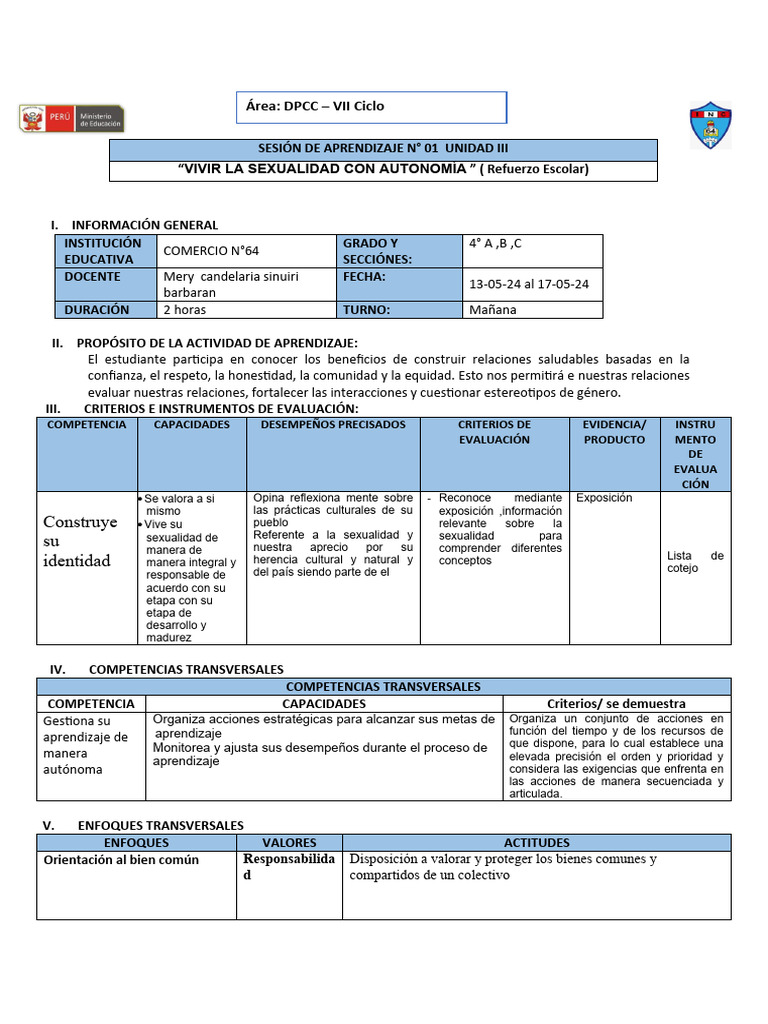 Refuerzo 1 Unidad Iii 4° Dpcc Pdf Evaluación Aprendizaje 2644