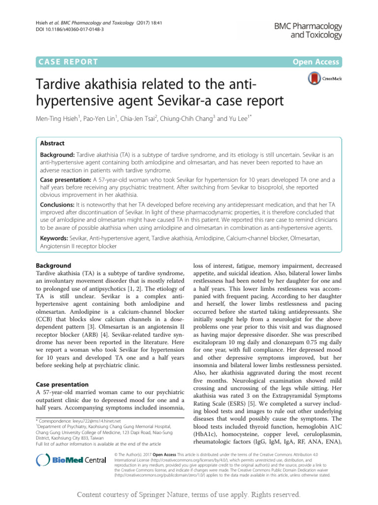 Sevikar-Induced Tardive Akathisia Case | PDF | Clinical Medicine