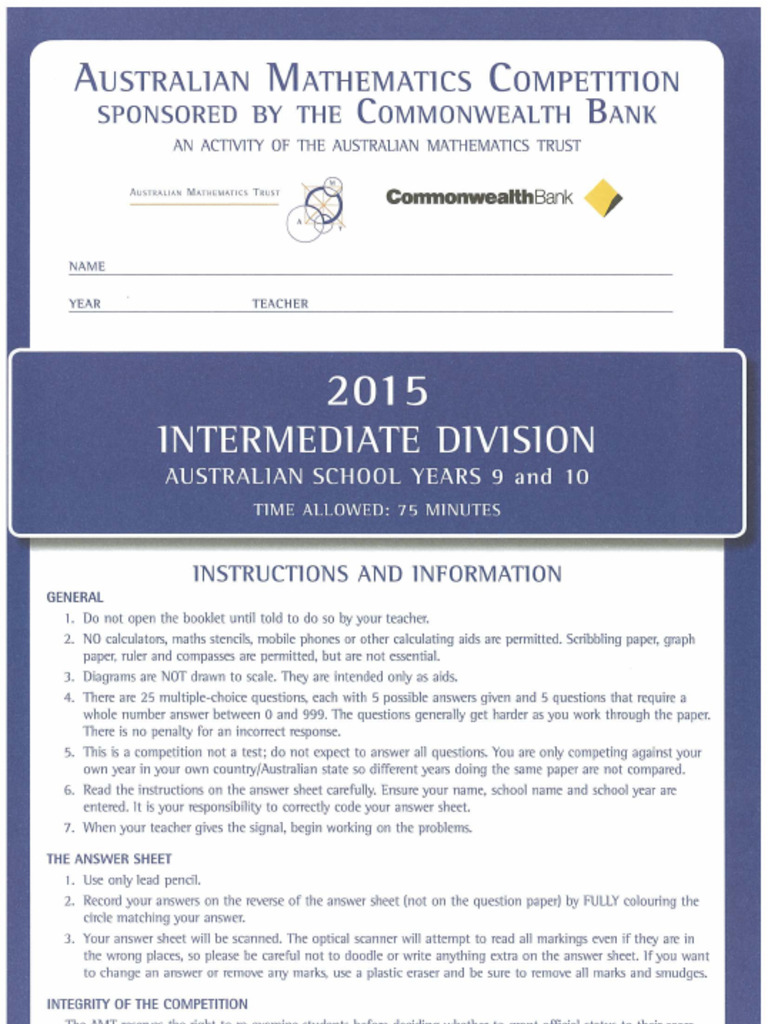 2008 Year 7 Calculator | PDF