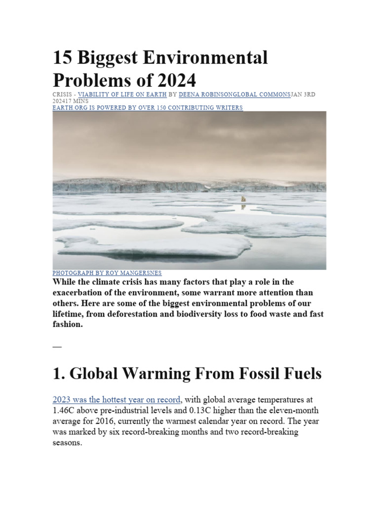 15 Biggest Environmental Problems of 2024 | PDF | Ocean Acidification ...