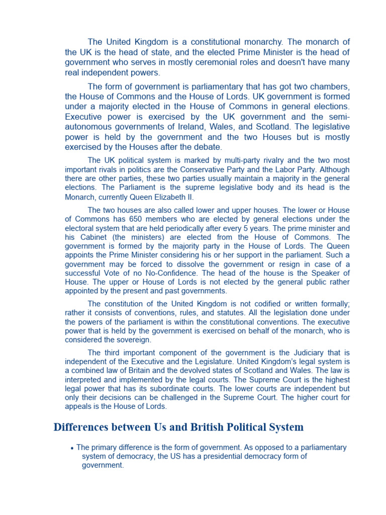 Government UK - US | PDF | Government Of The United Kingdom | House Of ...