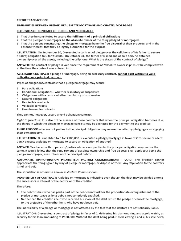 Pledge and Mortgage Contracts Explained | PDF | Mortgage Law | Foreclosure