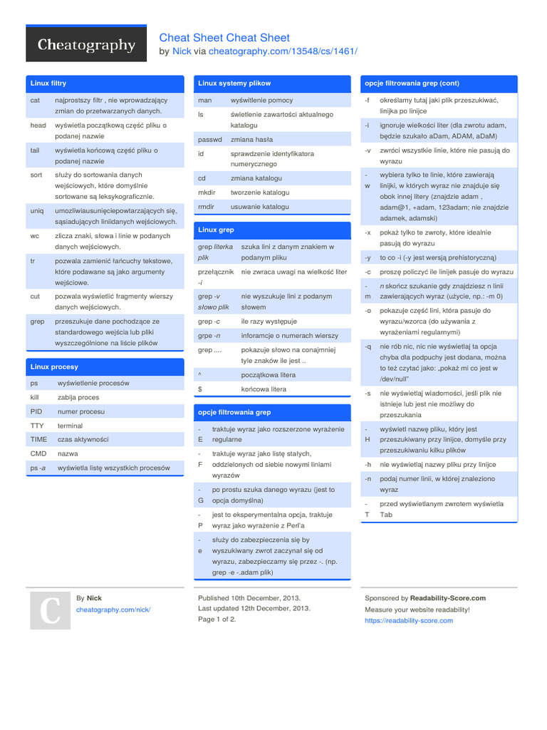 Nick Cheat-Sheet | PDF