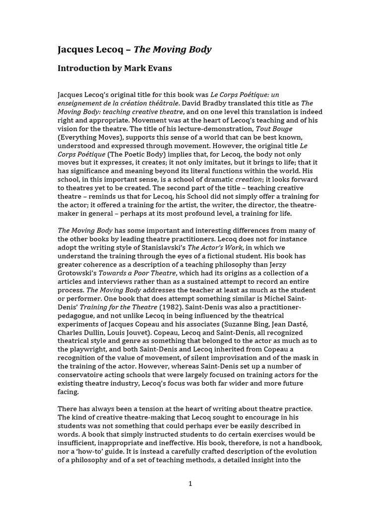 Theatre Movement Mastery | PDF | Pedagogy | Mask