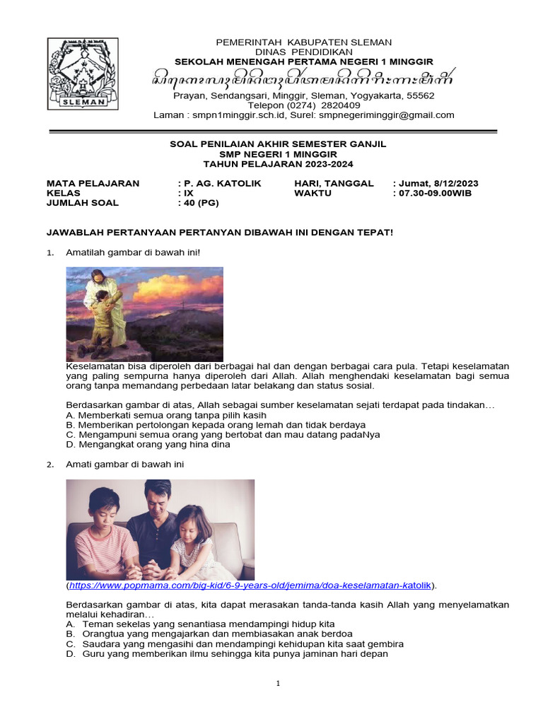 Soal Pas Ganjil Kelas 9 Sem 1 2023 2024 | PDF