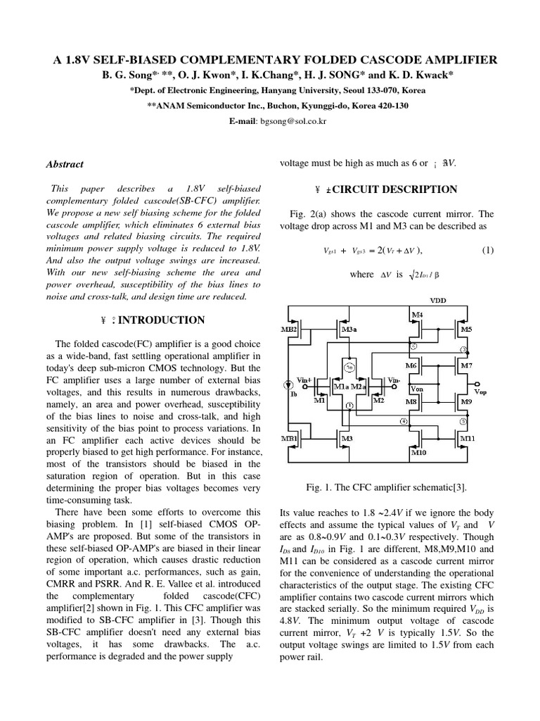 Self Biased Complementary Folded Cascode Op Amp | PDF | Amplifier | Operational Amplifier