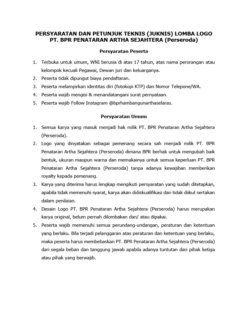 JUKNIS LOMBA LOGO BPR PAS | PDF