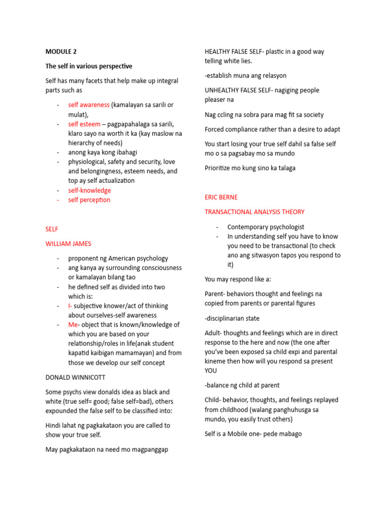 Theself Mod 2 | PDF | Psychology | Psychological Concepts