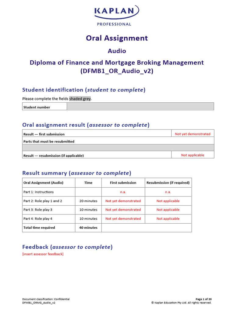 Oral Assignment Template | PDF | Loans | Mortgages
