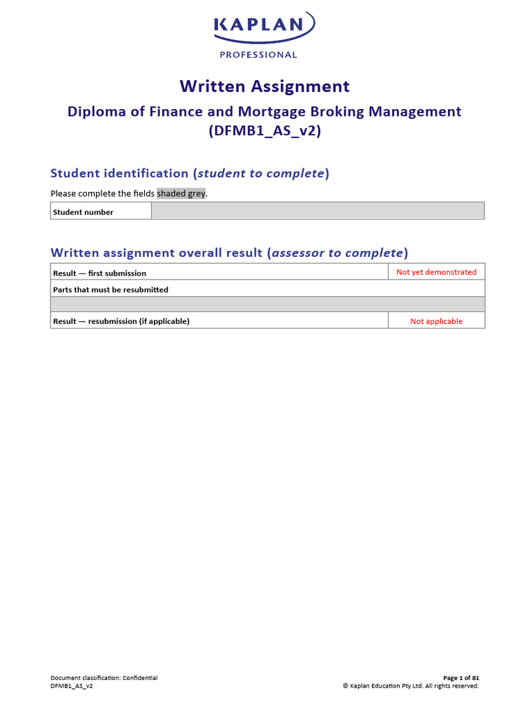 Written Assignment Template | PDF | Loans | Mortgages