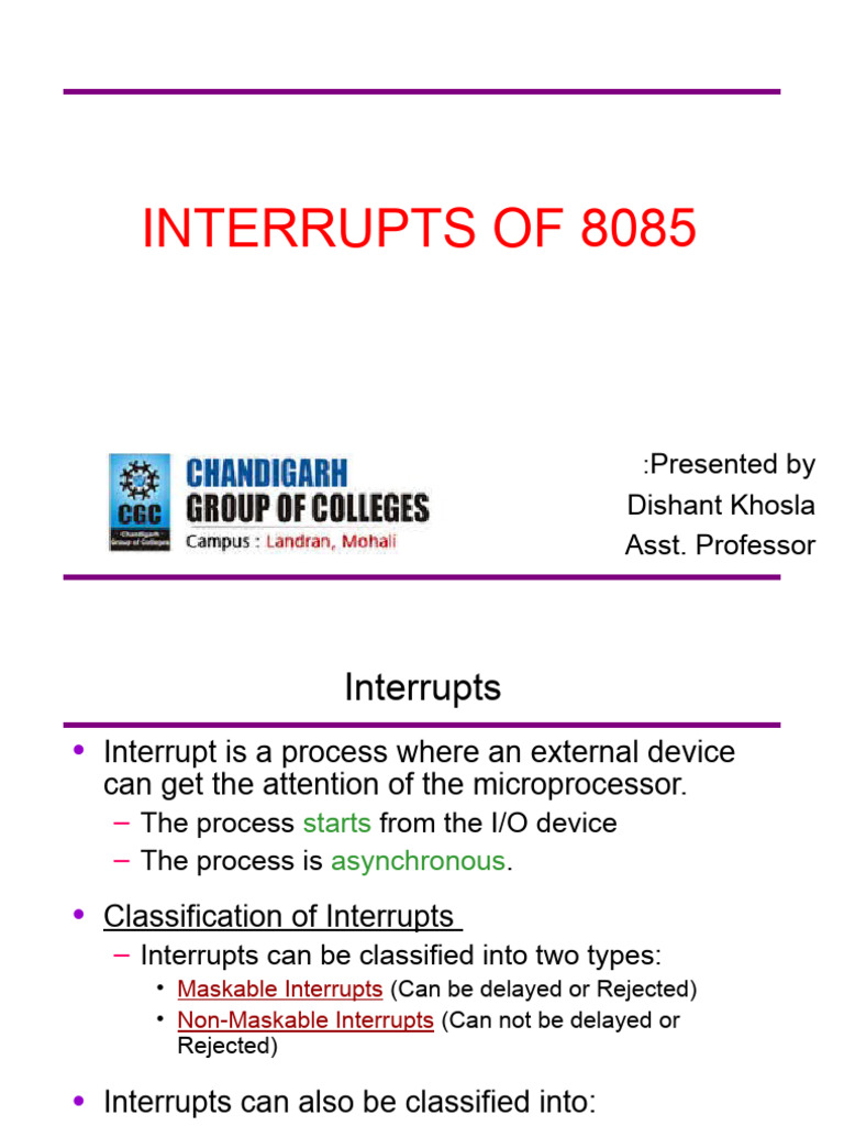 8085 Microprocessor Interrupts | PDF | Office Equipment | Integrated Circuit