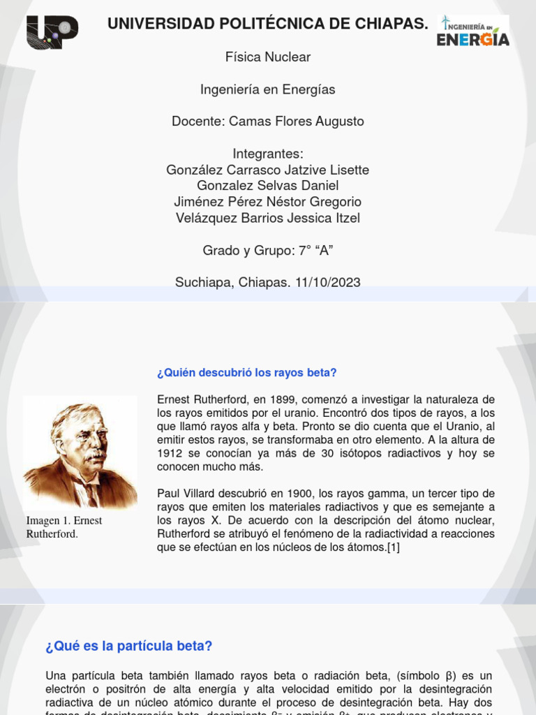 Decaimiento de Particula Beta | PDF | Desintegración radioactiva | Rayo ...