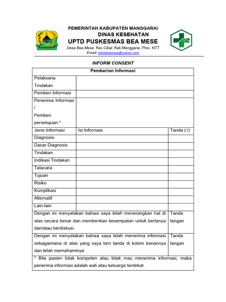 Format INFORM CONSENT | PDF | Ilmu Sosial | Pengembangan Diri
