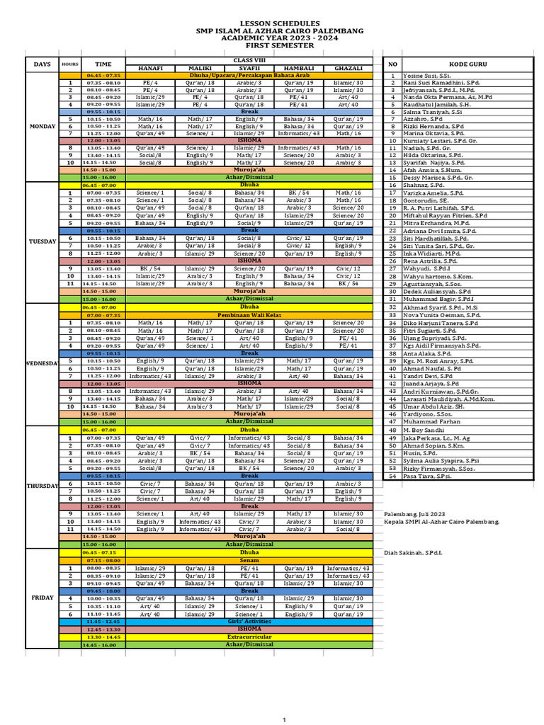 Jadwal Mapel Grade Viii Sem Ganjil 2023 | PDF | Abrahamic Religions