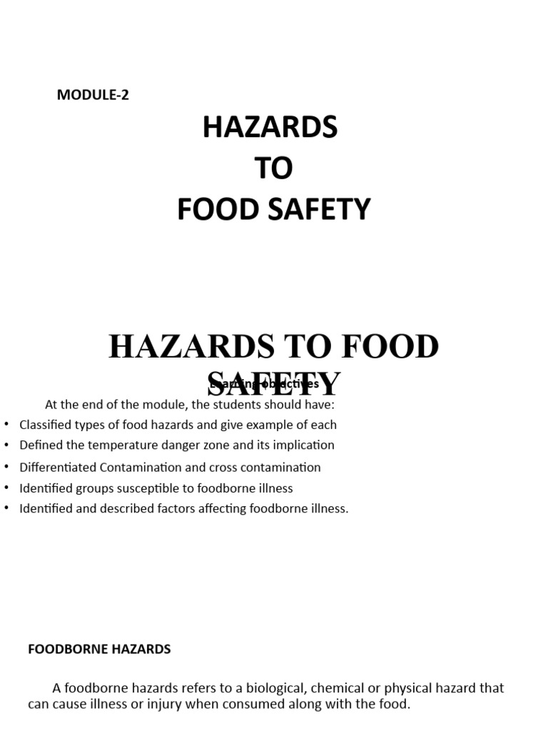 Module 2 Hazards To Food Safety by Jeleane | PDF | Foodborne Illness ...