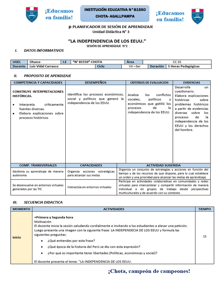 SESIÓN DE APRENDIZAJE N°2-CCSS-3er GRADO-2da Parte | PDF | Aprendizaje | Evaluación