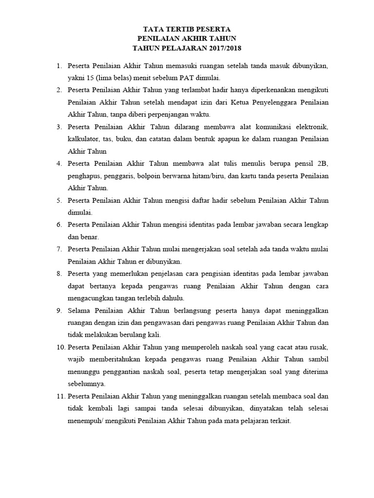Tata Tertib Peserta Pat | PDF