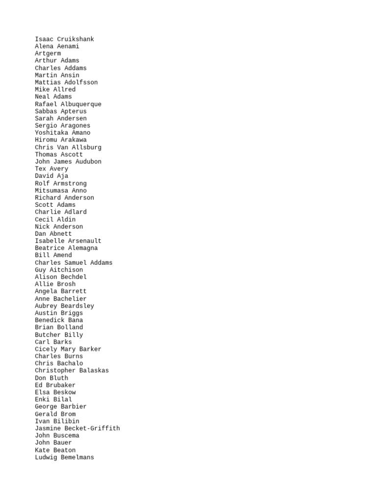 Notable Illustrators and Artists List | PDF | Illustrators | American ...