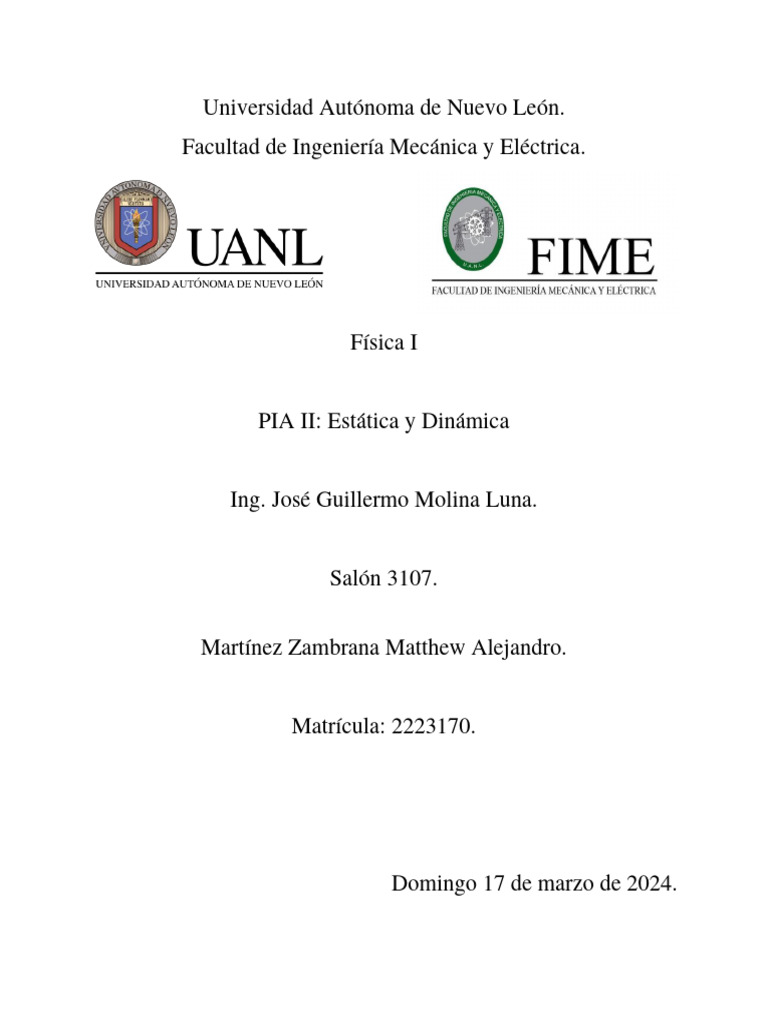 Pia Ii Estática y Dinámica | PDF