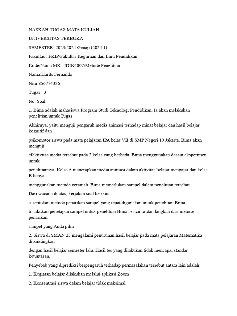 Tugas 3 Metode Penelitian TMK | PDF