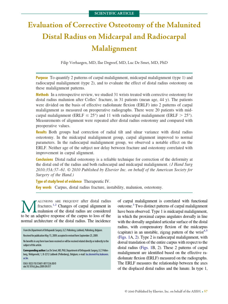 Evaluation of Corrective Osteotomy of The Malunite | PDF | Anatomy | Joints