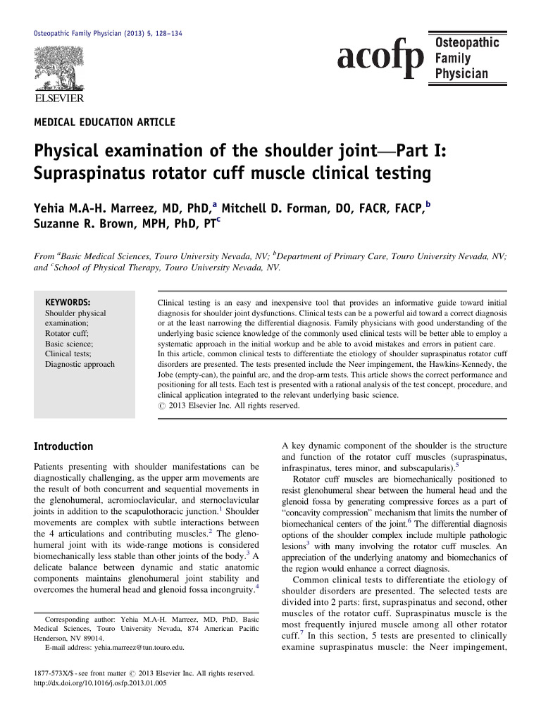 Marrez 2013 - Supraspinatus Rotator Cuff Muscle Testing 315-Article ...