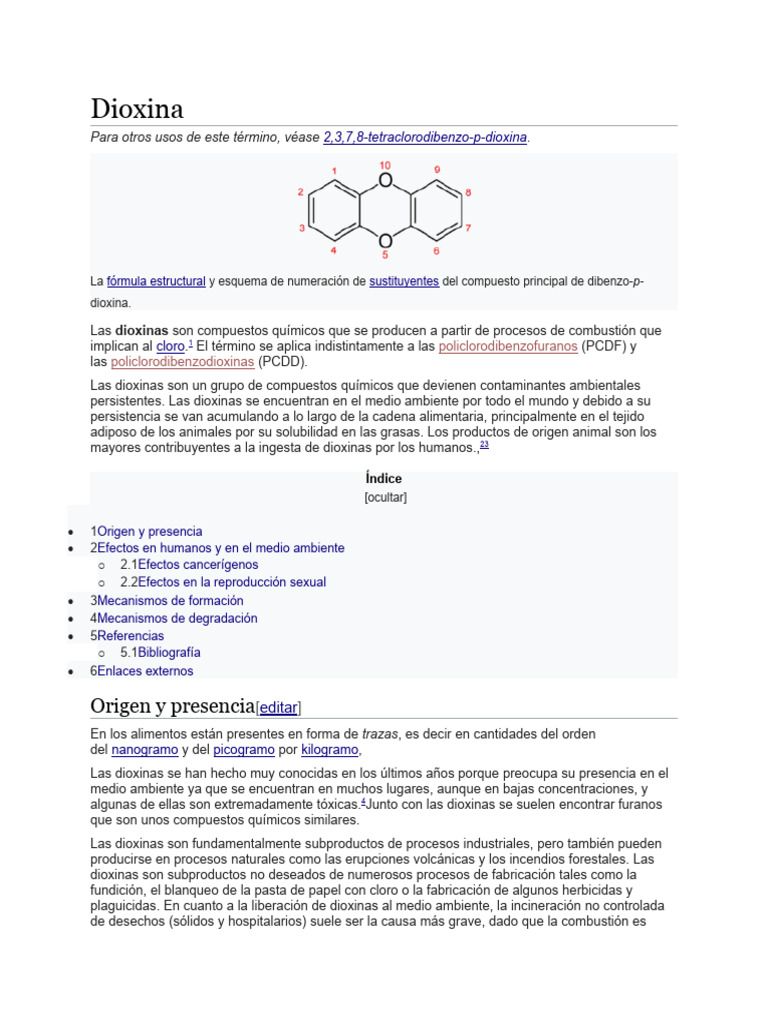 Dioxina | PDF | Química | Sustancias químicas