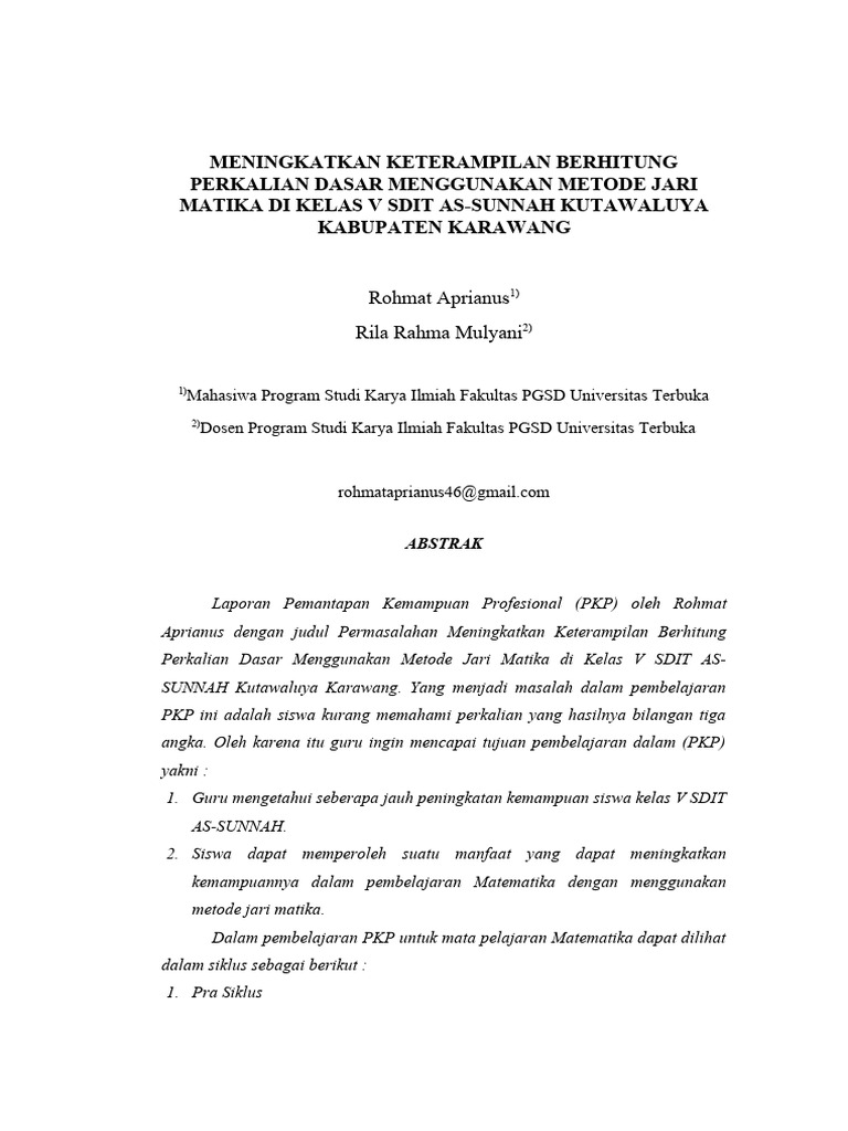Meningkatkan Keterampilan Berhitung Perkalian Dasar Menggunakan Metode ...