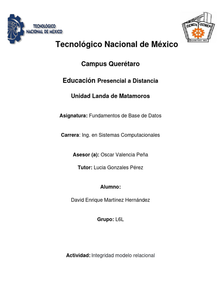 U3 - E2 - DEMH - Integridad Modelo Relacional | PDF | Datos | Gestión ...