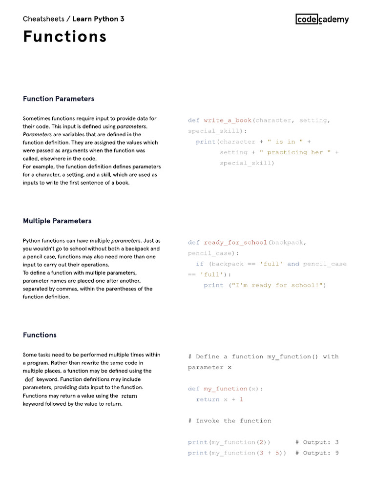 Functions Notes | PDF