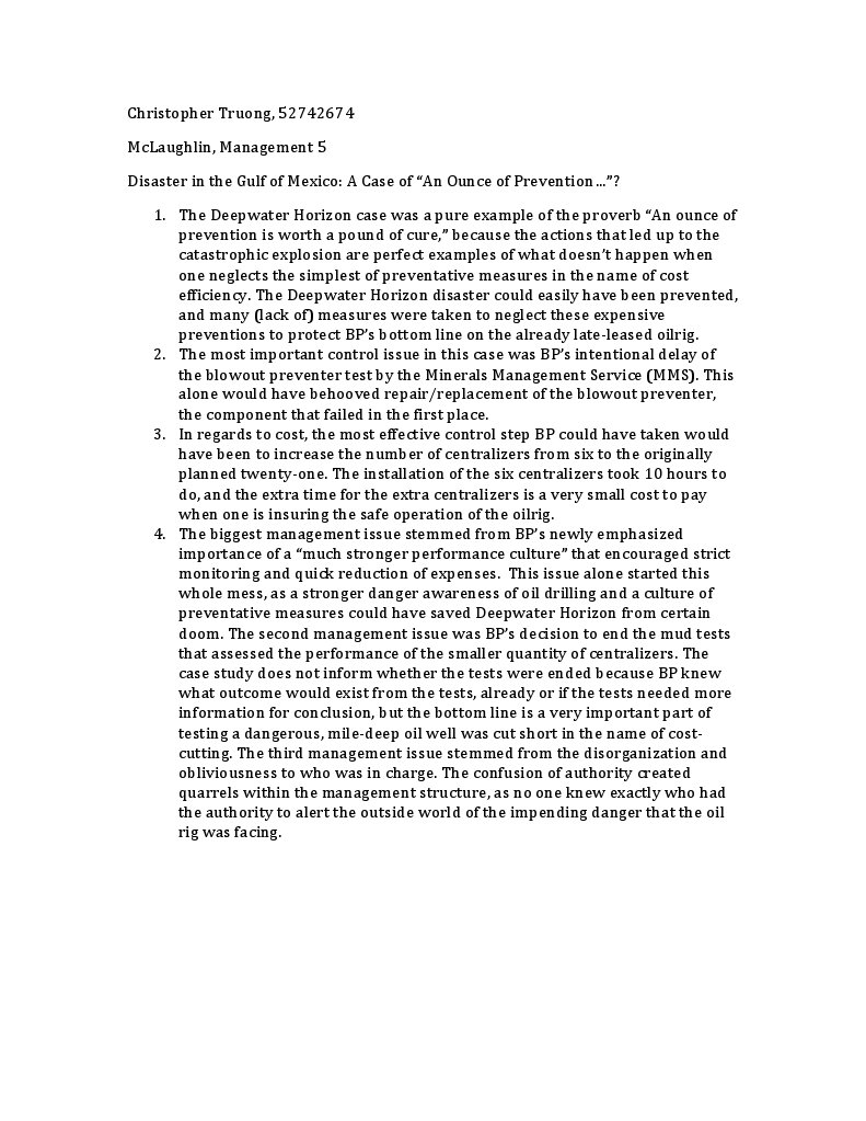 Deepwater Horizon Case Study | PDF | Bp | Deepwater Horizon