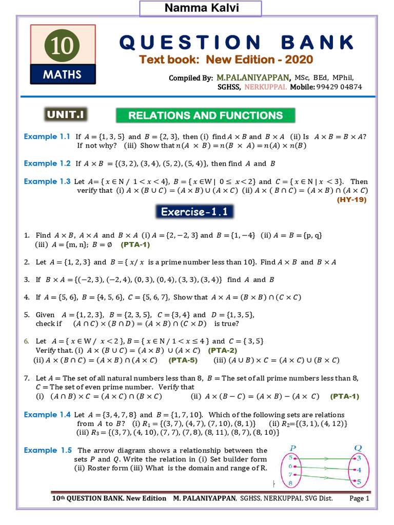 10th Grade Maths Question Bank | PDF | Zero Of A Function | Quadratic ...