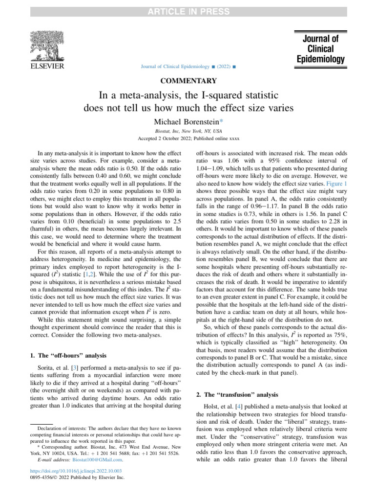Meta Analisis - I. Heterogenidad | PDF | P Value | Effect Size