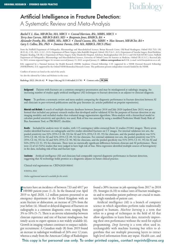 Artificial Intelligence in Fracture Detection | PDF | Artificial ...