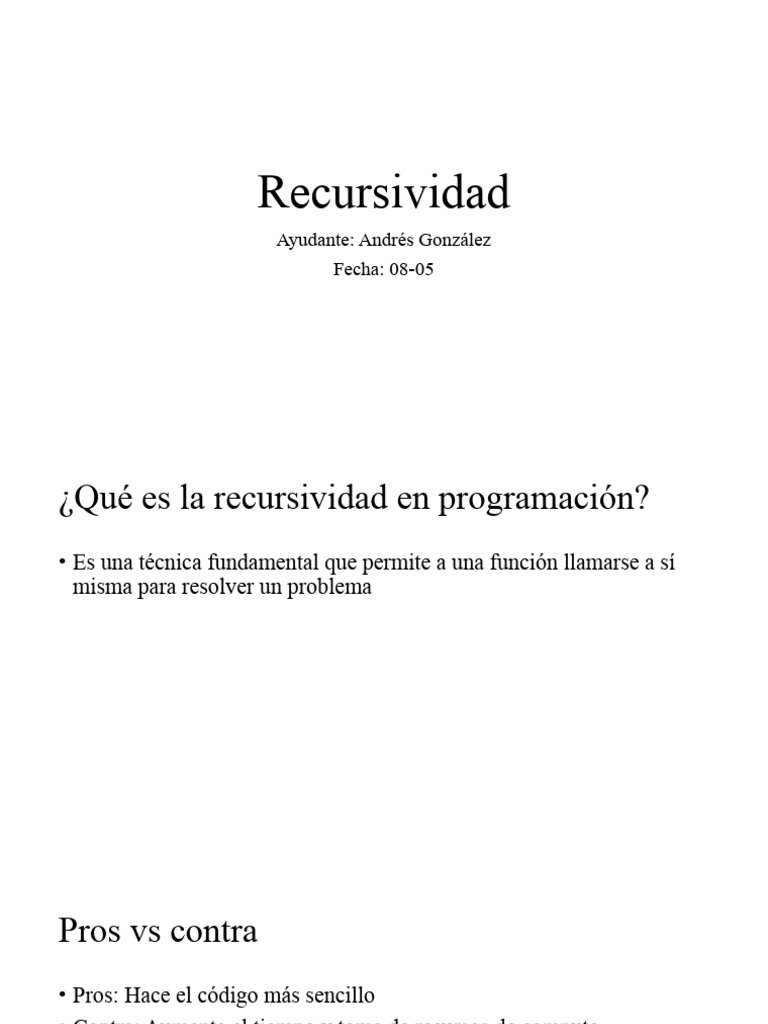 Recursividad | PDF | Lógica matemática | Algoritmos y Estructuras de Datos