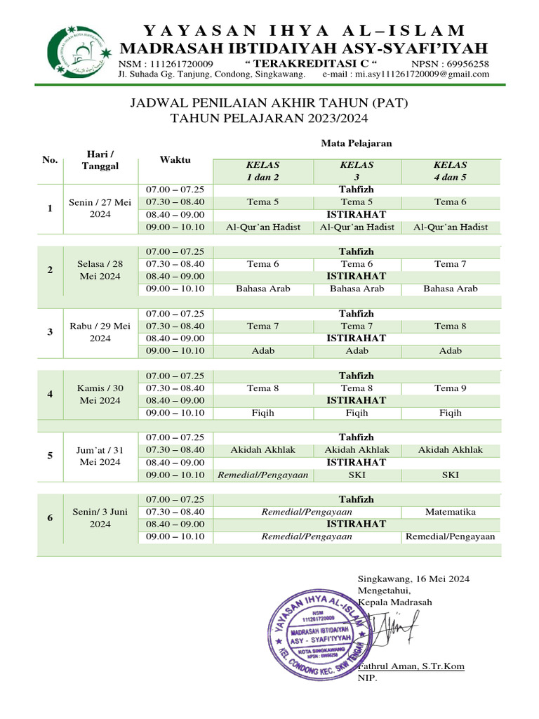 Jadwal Pat 2024 | PDF