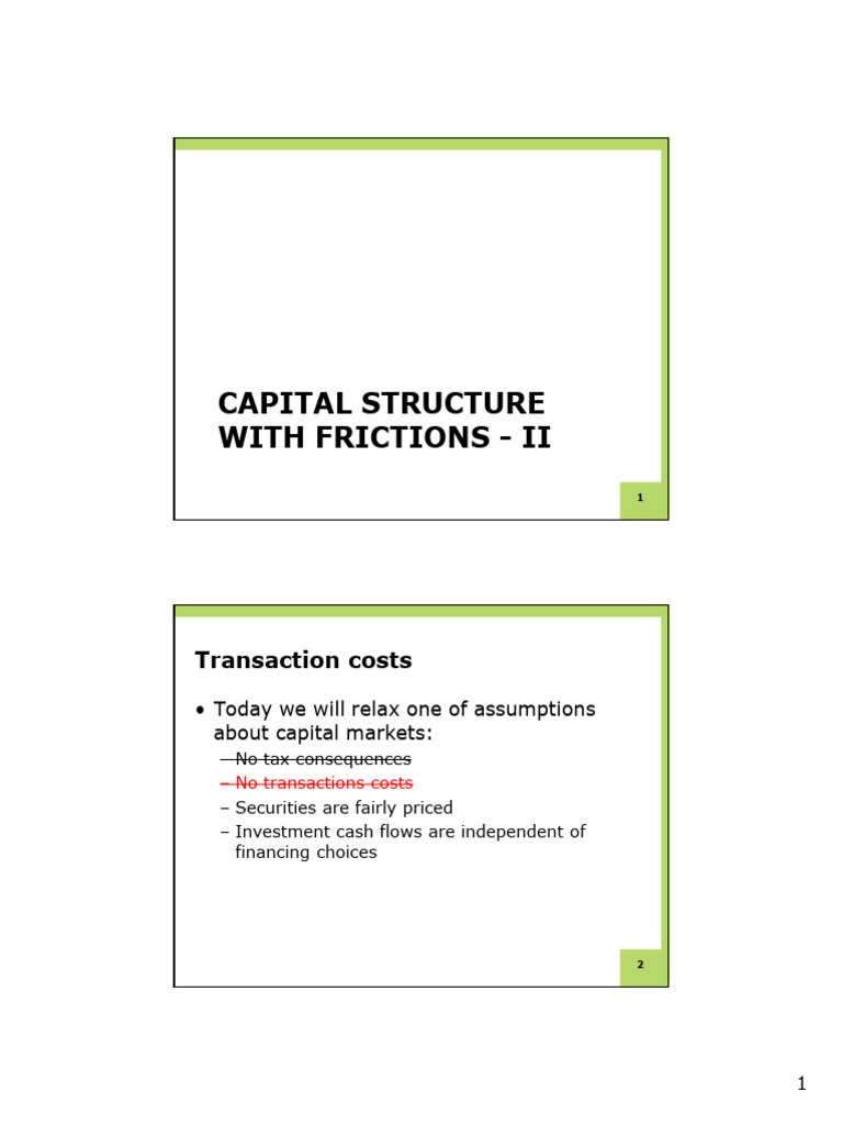 Capital Structure With Frictions - II | PDF | Cost Of Capital | Capital Structure