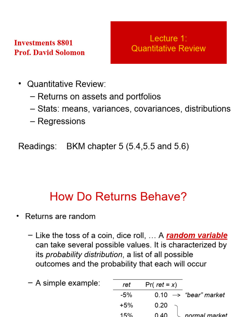 Investment Returns: Means, Variances, and Regressions | PDF ...