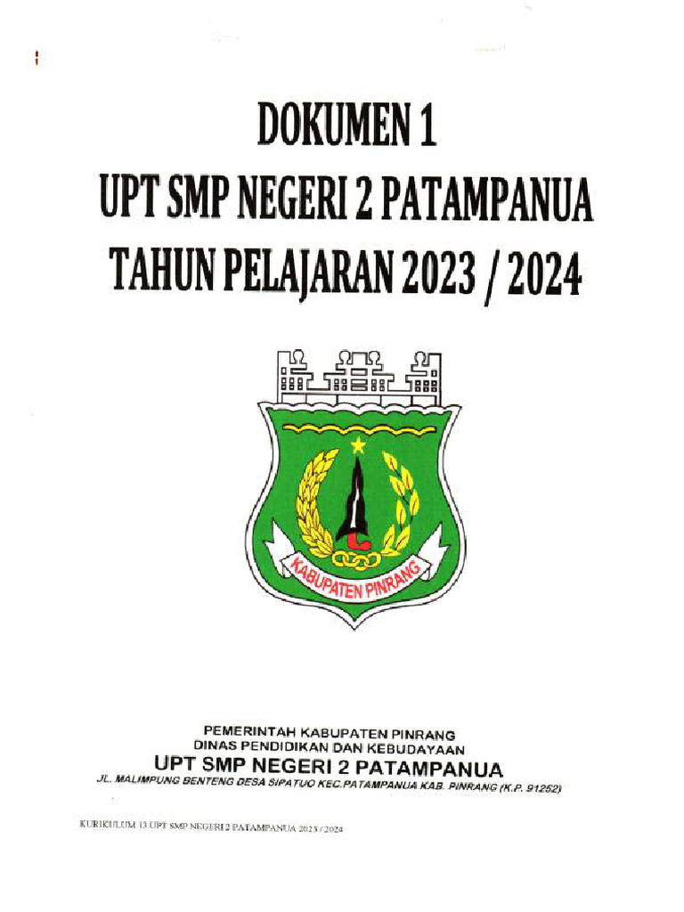 Dokumen KOSP SMPN 2 Patampanua 2023-2024 | PDF