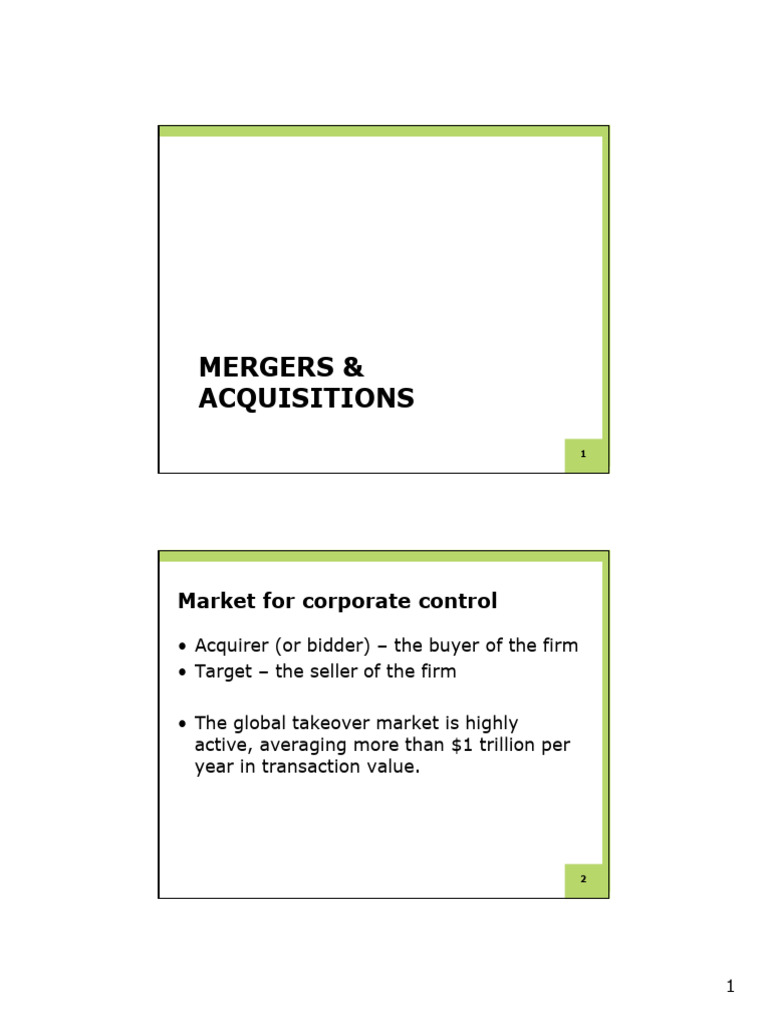 Mergers and Acquisitions - Short | PDF | Mergers And Acquisitions | Takeover