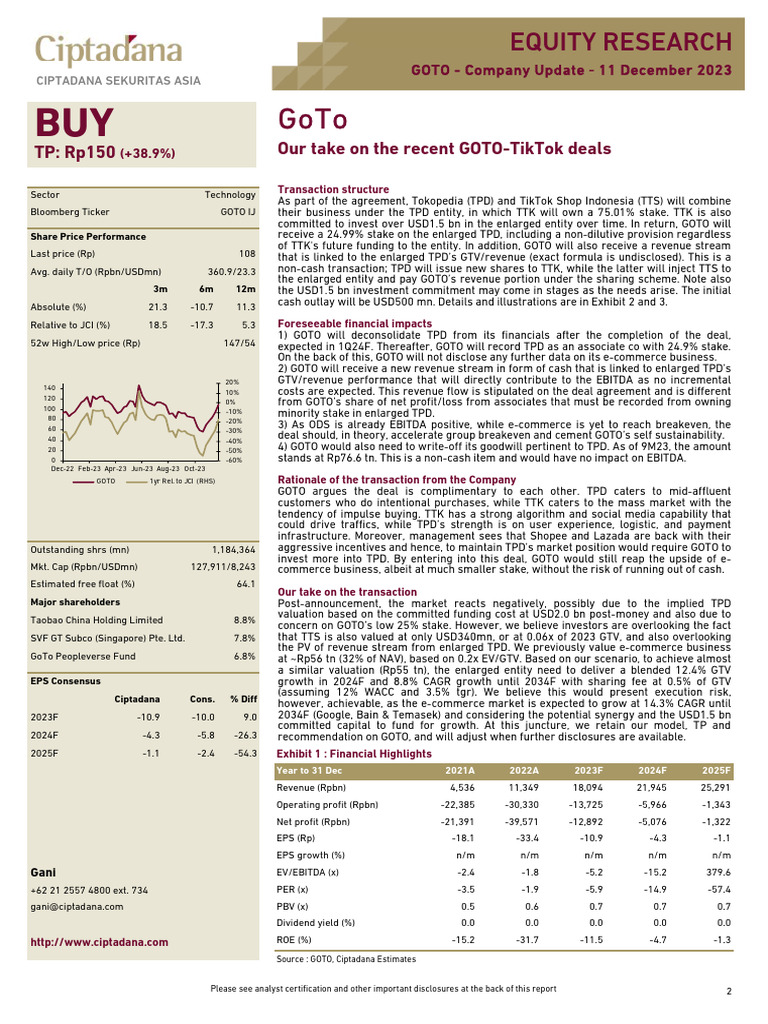 GOTO-TikTok Deal Boosts E-Commerce Prospects | PDF | Taxes | Revenue