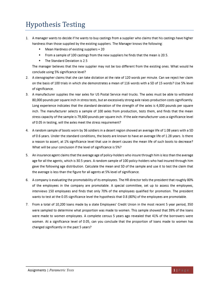 hypothesis-testing | PDF | Statistical Significance | Standard Deviation hypothesis-testing | PDF | Statistical Significance | Standard Deviation