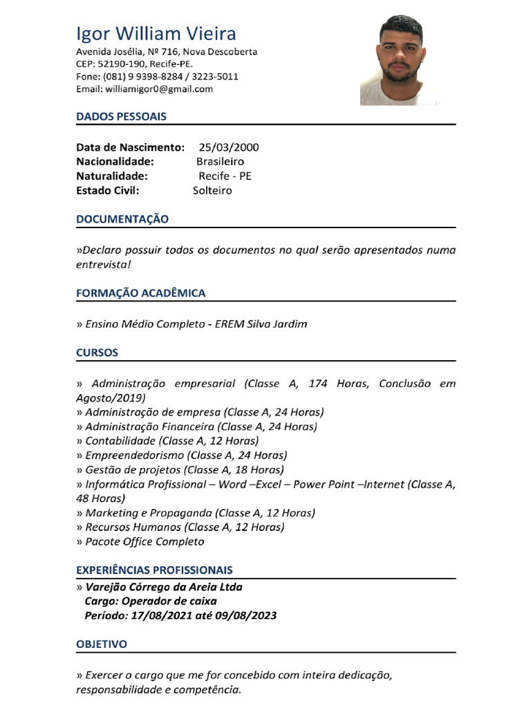 Igor William Vieira Currículo | PDF