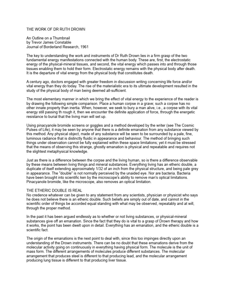 Constable, Trevor - On The Work of DR Ruth Drown | PDF | Hermetic ...