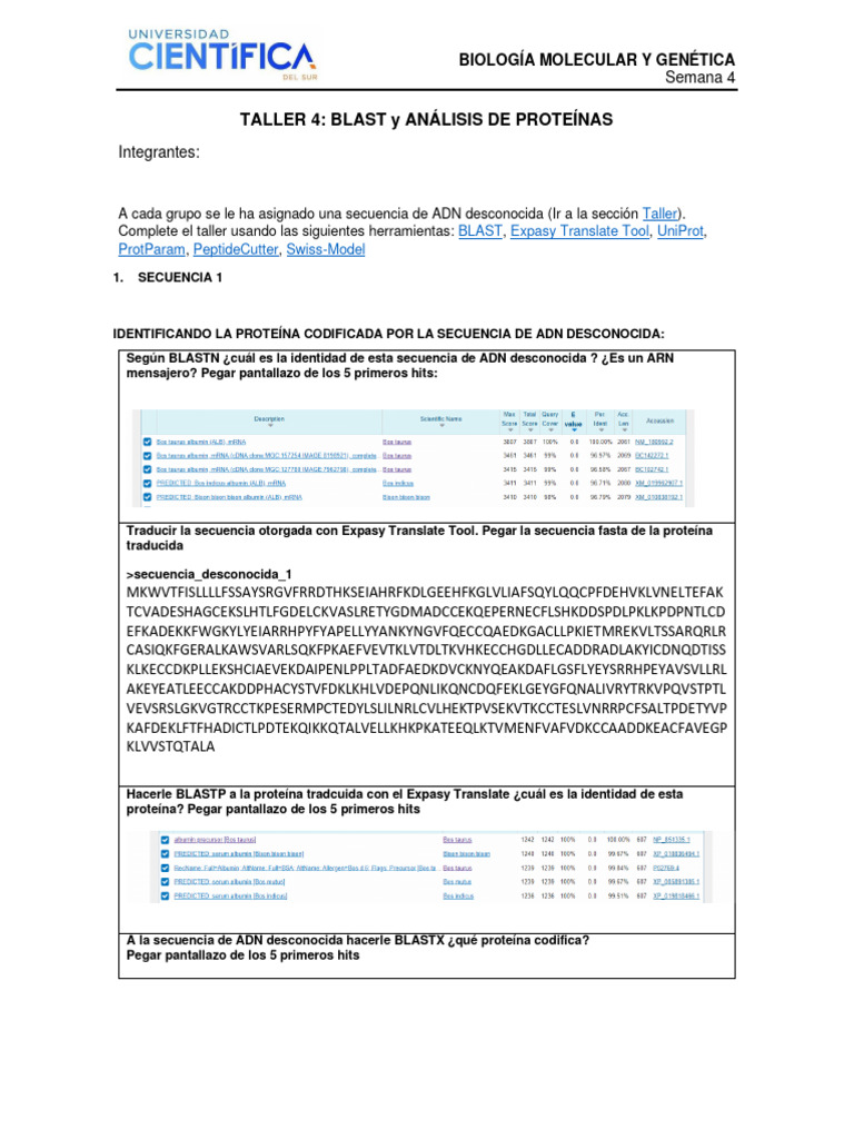 Análisis de proteínas y secuencias de ADN | PDF | Centro Nacional de ...