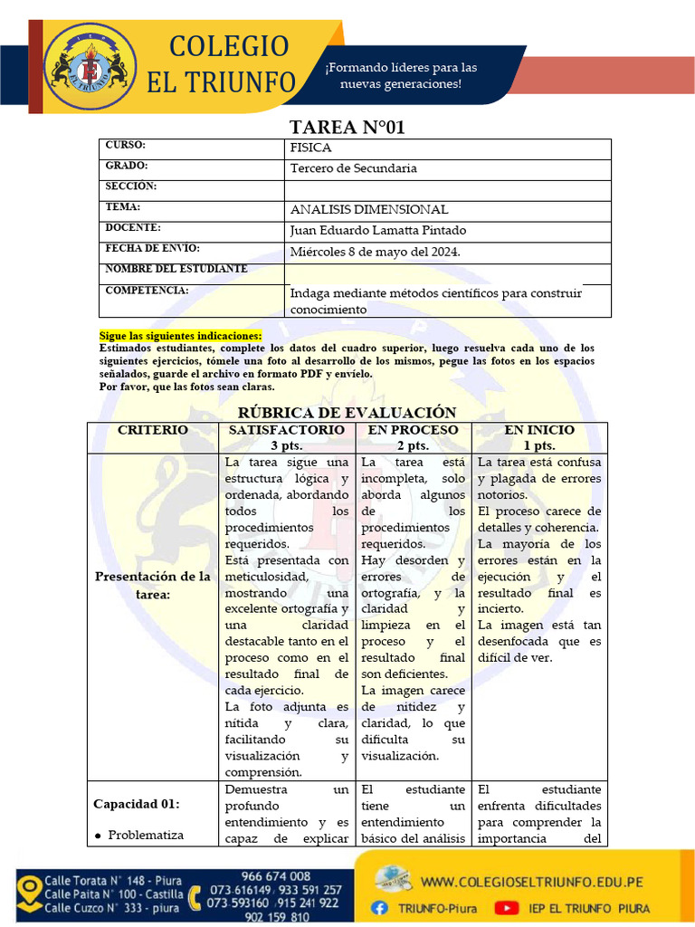 Tarea N° 1 I Trimestre 3ro | PDF